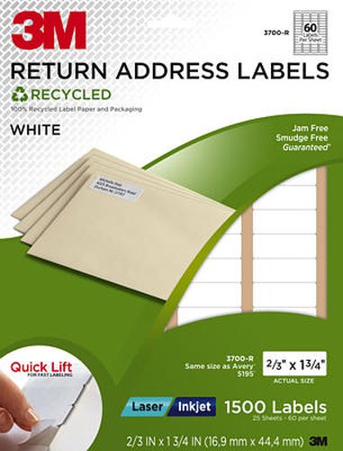 3M Address Labels 3700-R 2/3 in x 1 3/4 in 60/sheet 25 sheets/pk 70-0050-3003-9 0-00-51141-25664-1